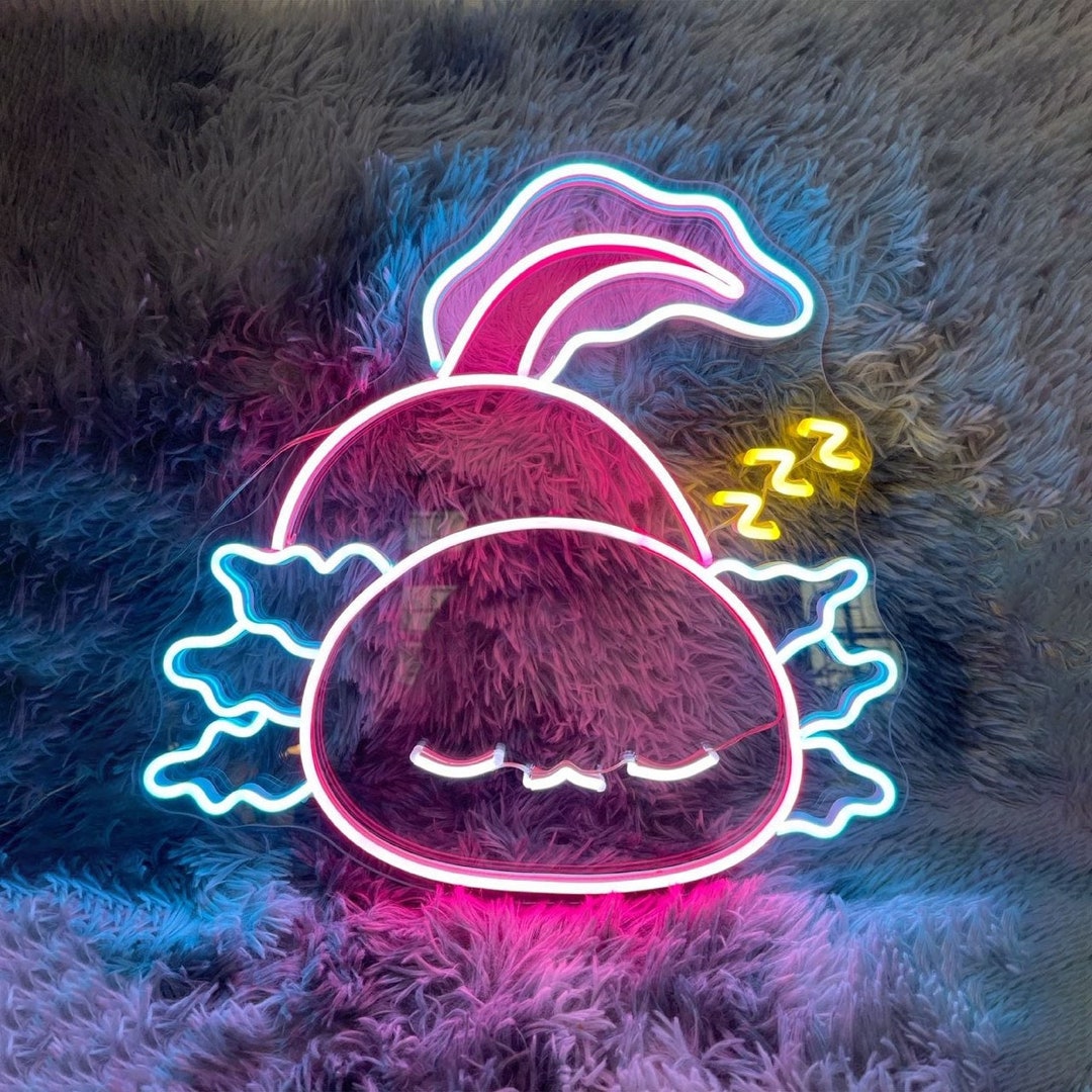 Cute Axolotl Neon Sign, Axolotl Sleeping Sign, Hologram Light, Kawaii ...