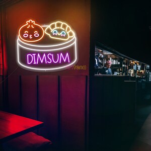 Dim Sum Open Neon Sign, Dim Sum Neon Sign, Chinese Food Sign, Dim Sum Decor, Restaurant Decor ...