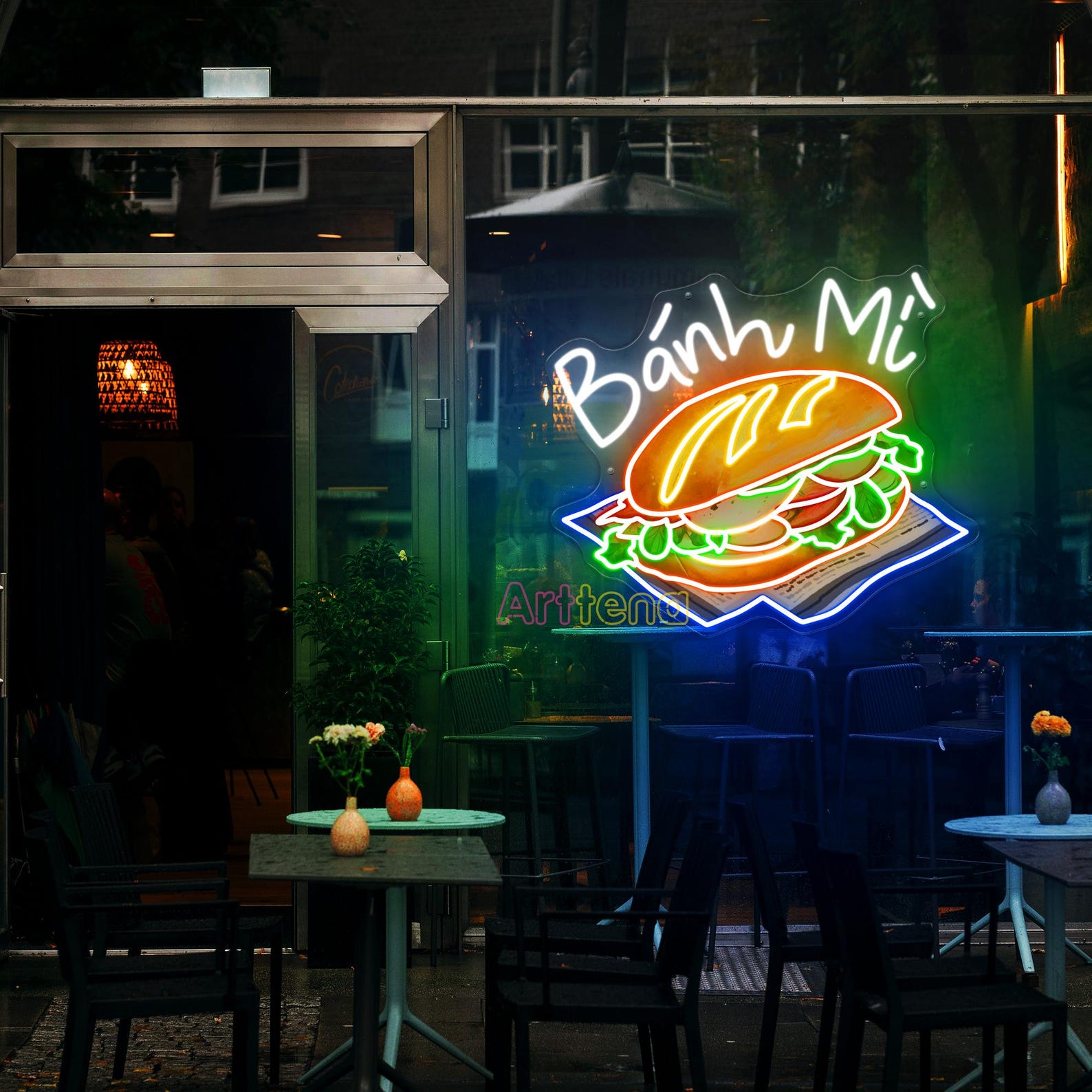 Banh Mi Neon Sign, Vietnamese Bread Led Sign, Vietnamese Food Wall Art ...