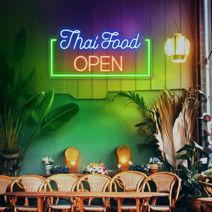 Thai Food Open Neon Sign, Thai Food Neon Sign, Open Neon Sign, Kitchen ...