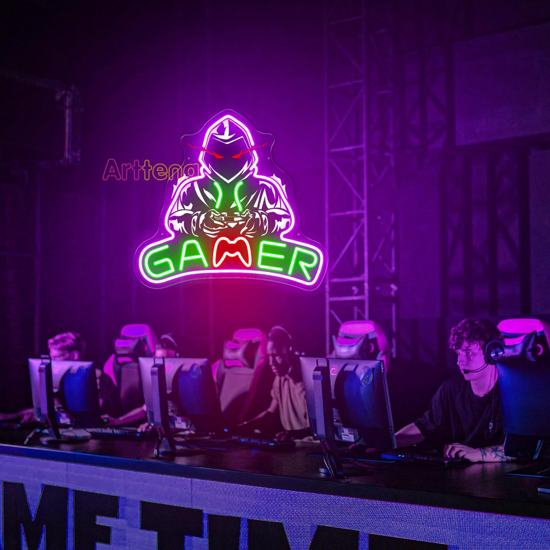 Gamer Neon Sign, Gamepad Shaped Led Neon Gaming Signs for Boys Room ...