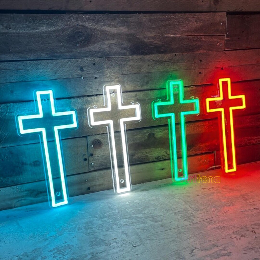 Custom Cross Neon Sign, Cross With Wing Sign, Neon Cross Sign, Cross ...
