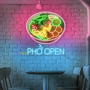 Pho Open Neon Sign Vietnamese Food Led Light Pho Neon Light Vietnamese ...