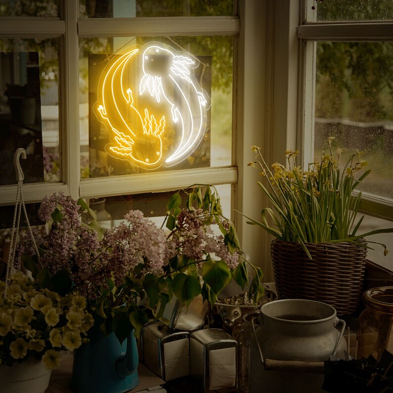 Yin Yang Axolotls Neon Sign Zen Axolotl Meditation Yoga - Etsy