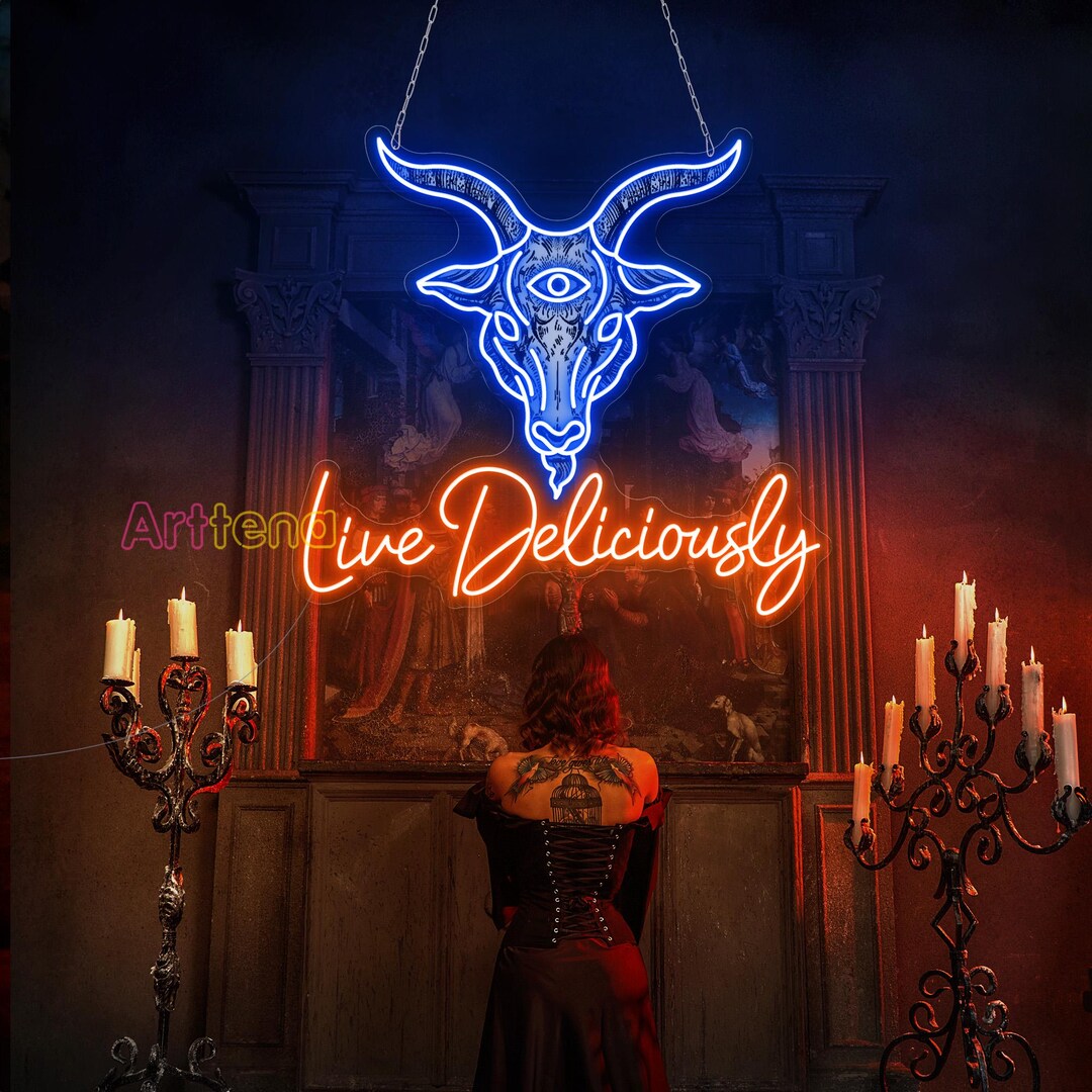 Live Deliciously Neon Sign, Gothic Decor Wall, Ghost Neon Sign ...