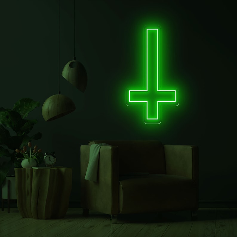 Inverted Cross LED Neon Sign, Red Upside Down Cross Light - Etsy