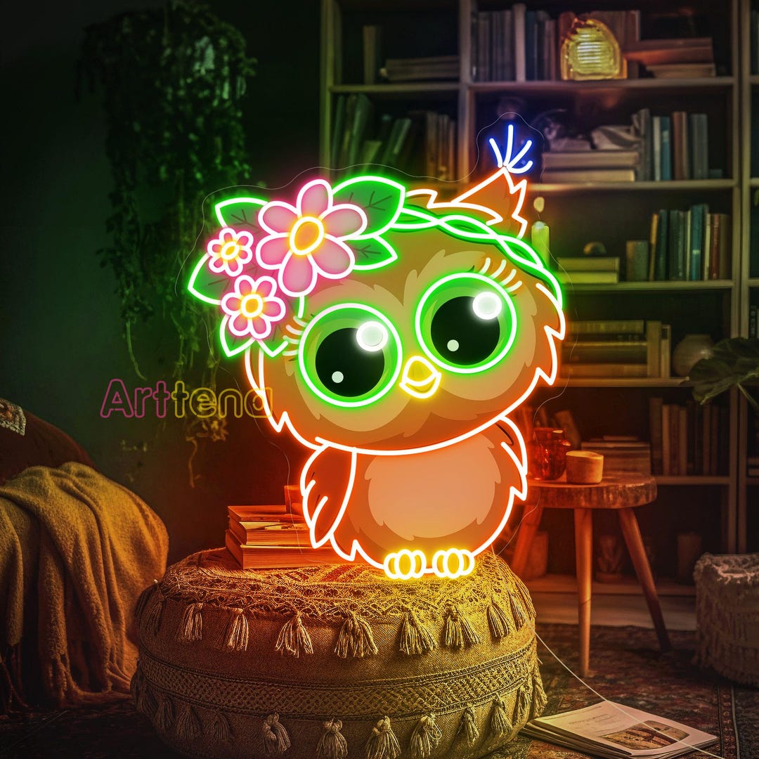 Cute Owl Neon Sign, Owl Wall Decor, Owl Wall Sign, Home Decor, Custom ...