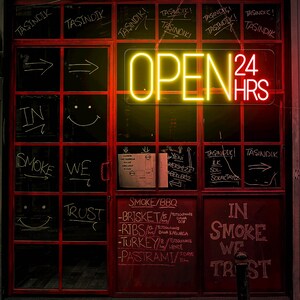Open 24h Neon Sign, Open Neon Signage, Bar Open Neon Sign, Neon Open ...