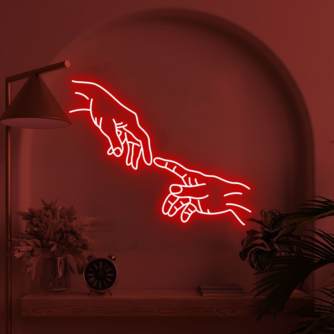 Hands of God Neon Sign for Wall Decor, Custom Neon Signs Bedroom, House ...