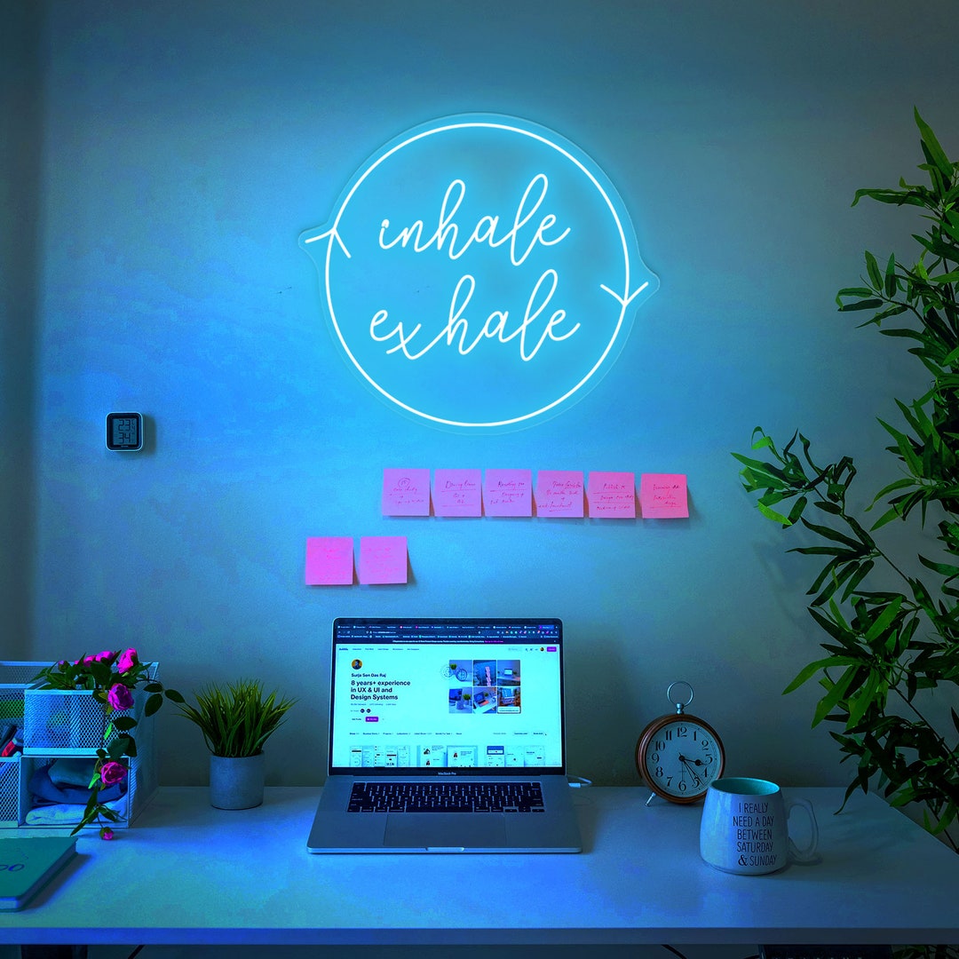 Inhale Exhale Circle Neon Sign, Wall Art, Yoga Inhale Exhale Sign, Yoga ...