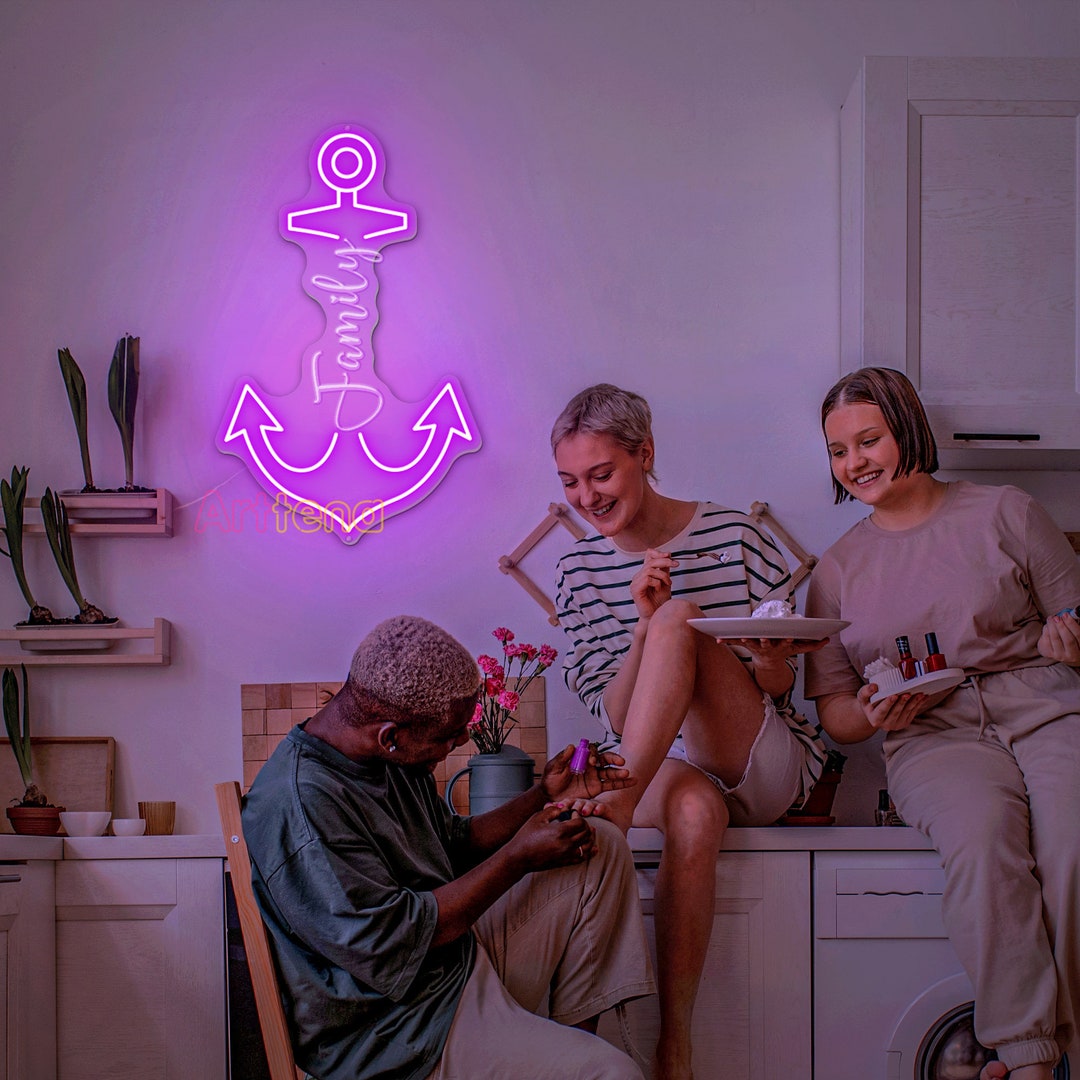 Anchor Neon Sign Family Led Sign Anchor Wall Decor 3D Carving Sign ...