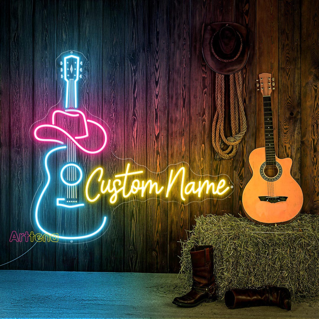 Custom Guitar Wall Art With LED Sign, Personalized Guitar Led Sign ...