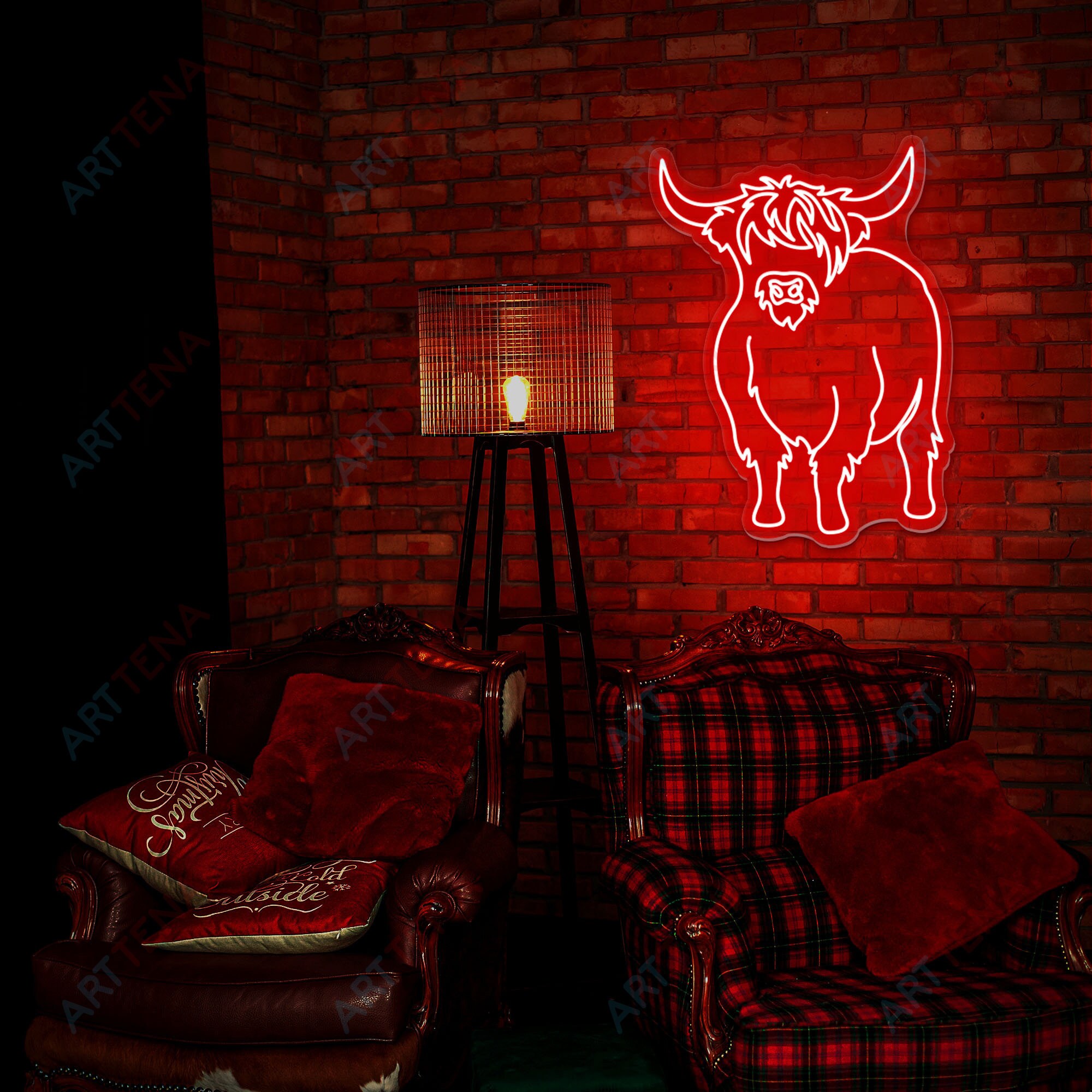 Shetland Cow Neon Sign, Highland Herd Custom Neon Sign, Western Bull ...