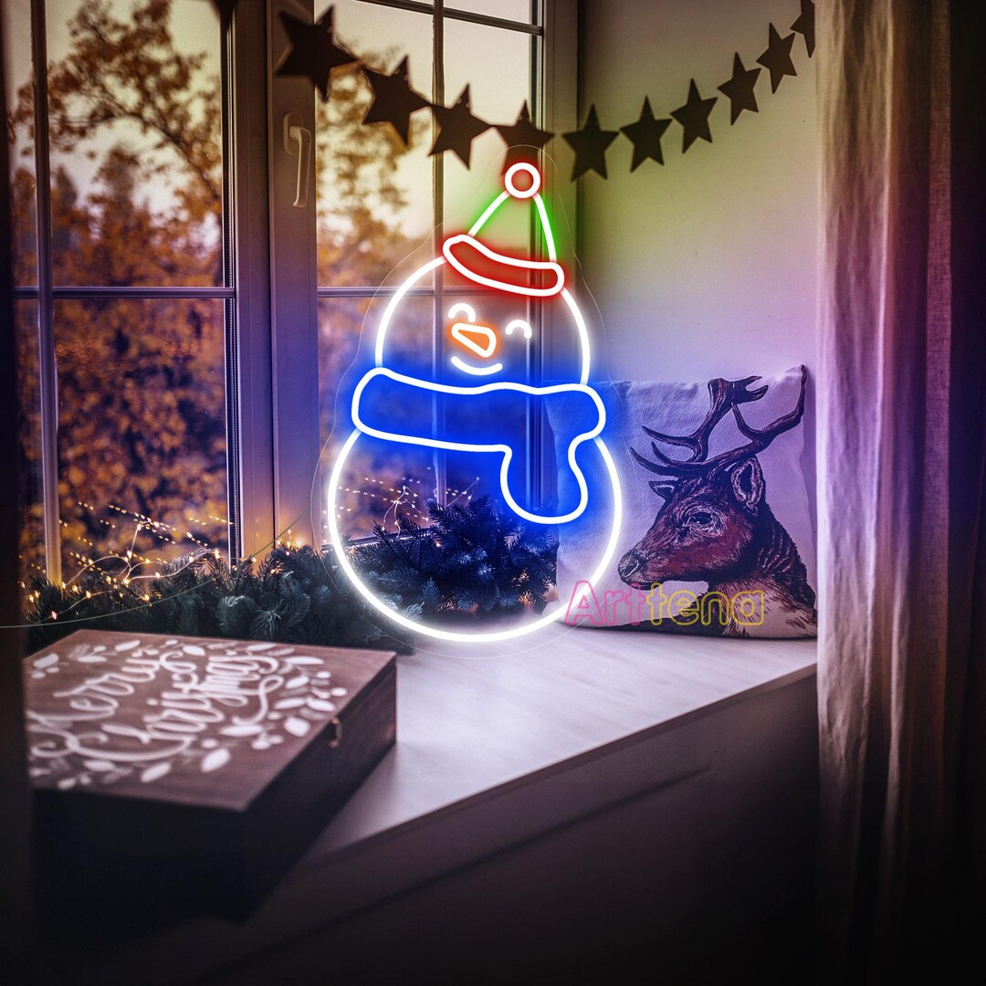 Cute Snowman Neon Sign, Christmas Neon Sign, Christmas Home Decoration ...