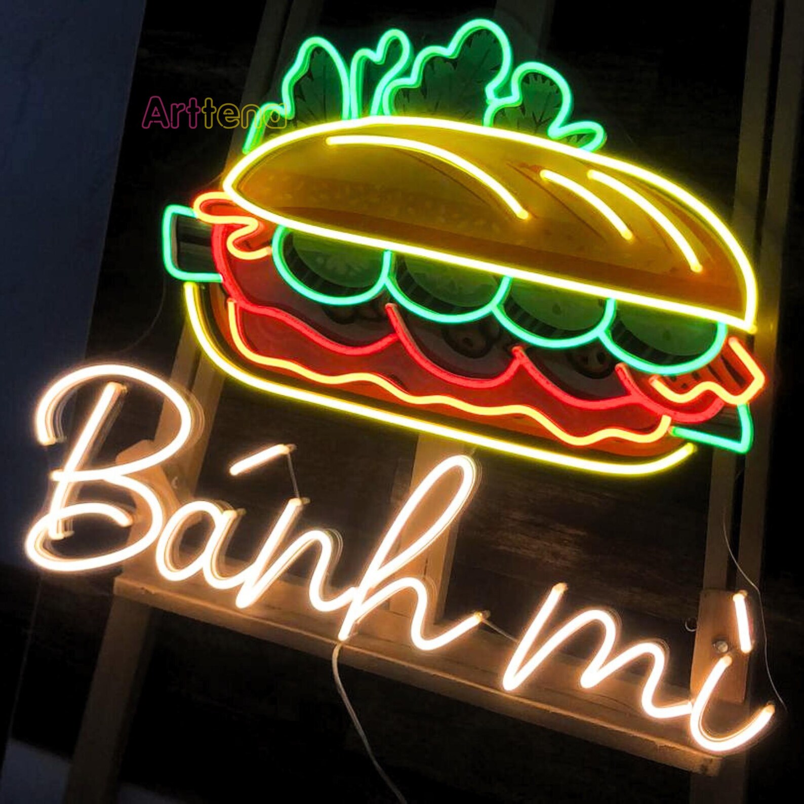 Banh Mi Neon Sign, Vietnamese Bread Led Sign, Vietnamese Food Wall Art ...