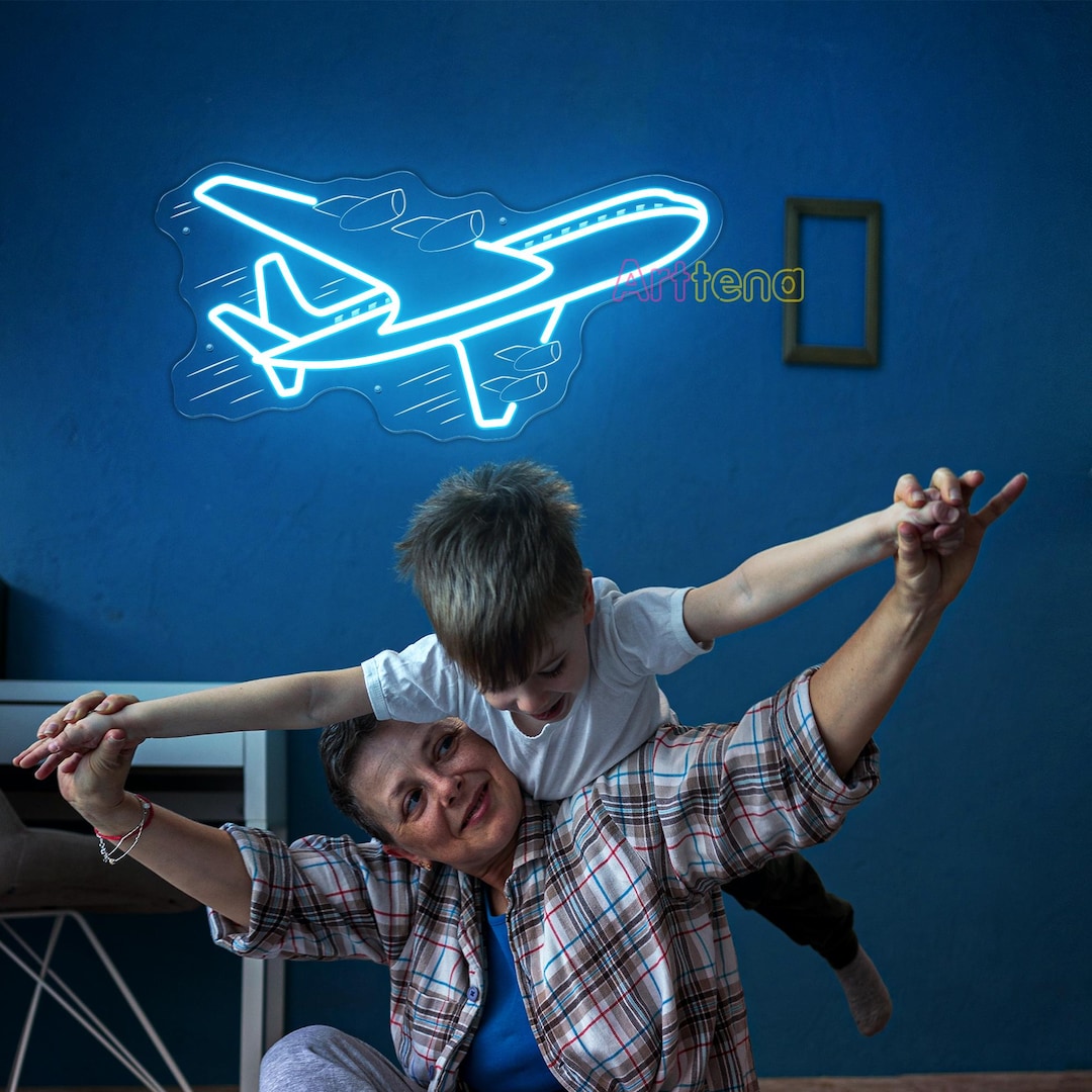 Airplane Neon Sign, Airplane Wall Decor, Plane Led Sign, Airplane Wall ...