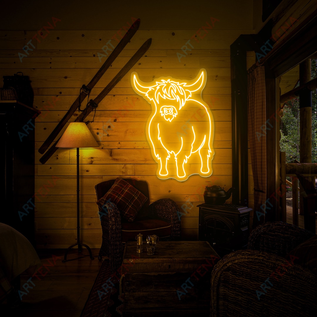 Shetland Cow Neon Sign, Highland Herd Custom Neon Sign, Western Bull ...