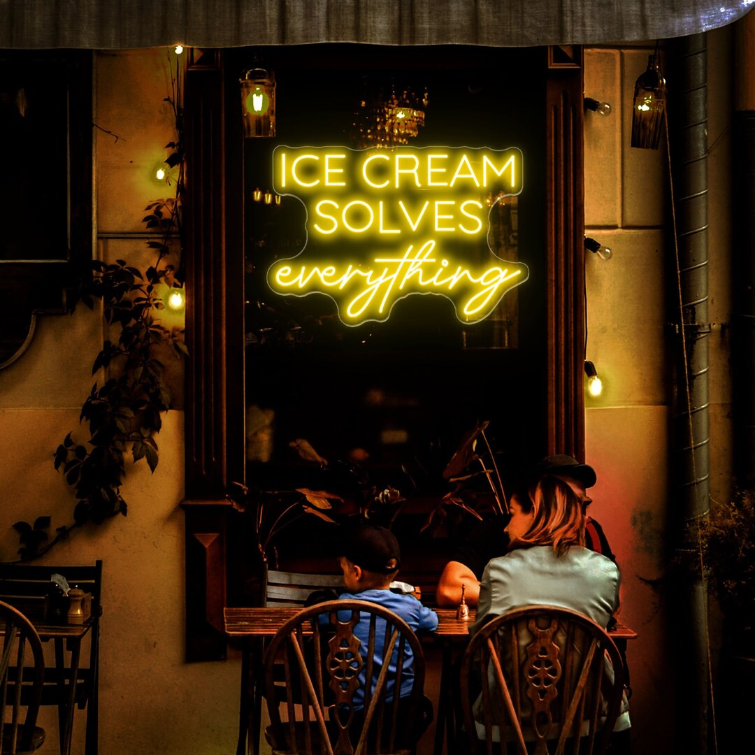 Ice Cream Solves Everythingice Cream Neon Sign Ice Cream - Etsy