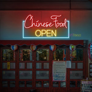 Chinese Food Open Neon Sign, Asian Food Sign, Chinese Food Decor ...