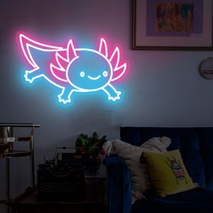 Axolotl Neon Sign, Hologram Light, Kawaii Decor, Customizable Neon Sign ...