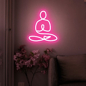 Yoga LED Neon Sign, Wall Decor, Wall Sign, Neon Lights, Meditation Art ...