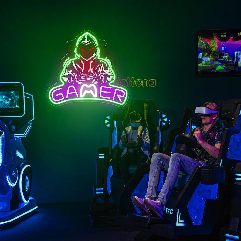 Gamer Neon Sign, Gamepad Shaped Led Neon Gaming Signs for Boys Room ...