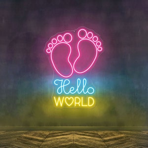 Hello World Neon Sign Newborn Neon Sign Baby Shower Gift Gift for New ...