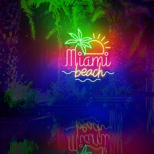 Paradise LED Sign, Miami Beach Neon Light,summer Beach, Coconut Tree ...