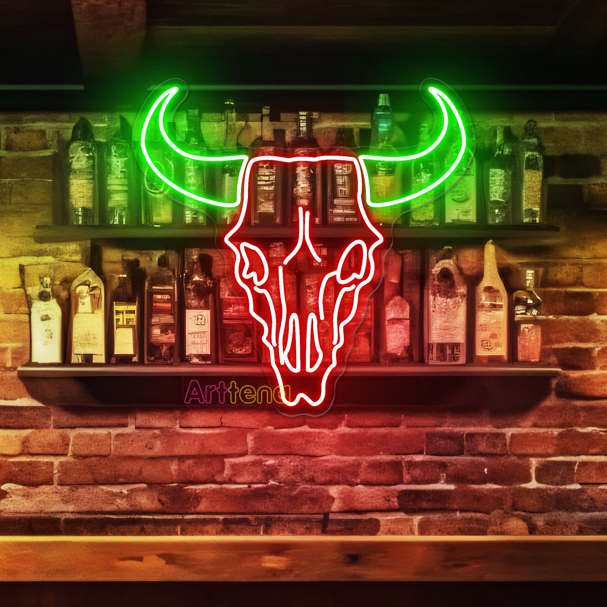 Buffalo Skull Neon Sign Animals With Horns Light Sign Custom Buffalo ...