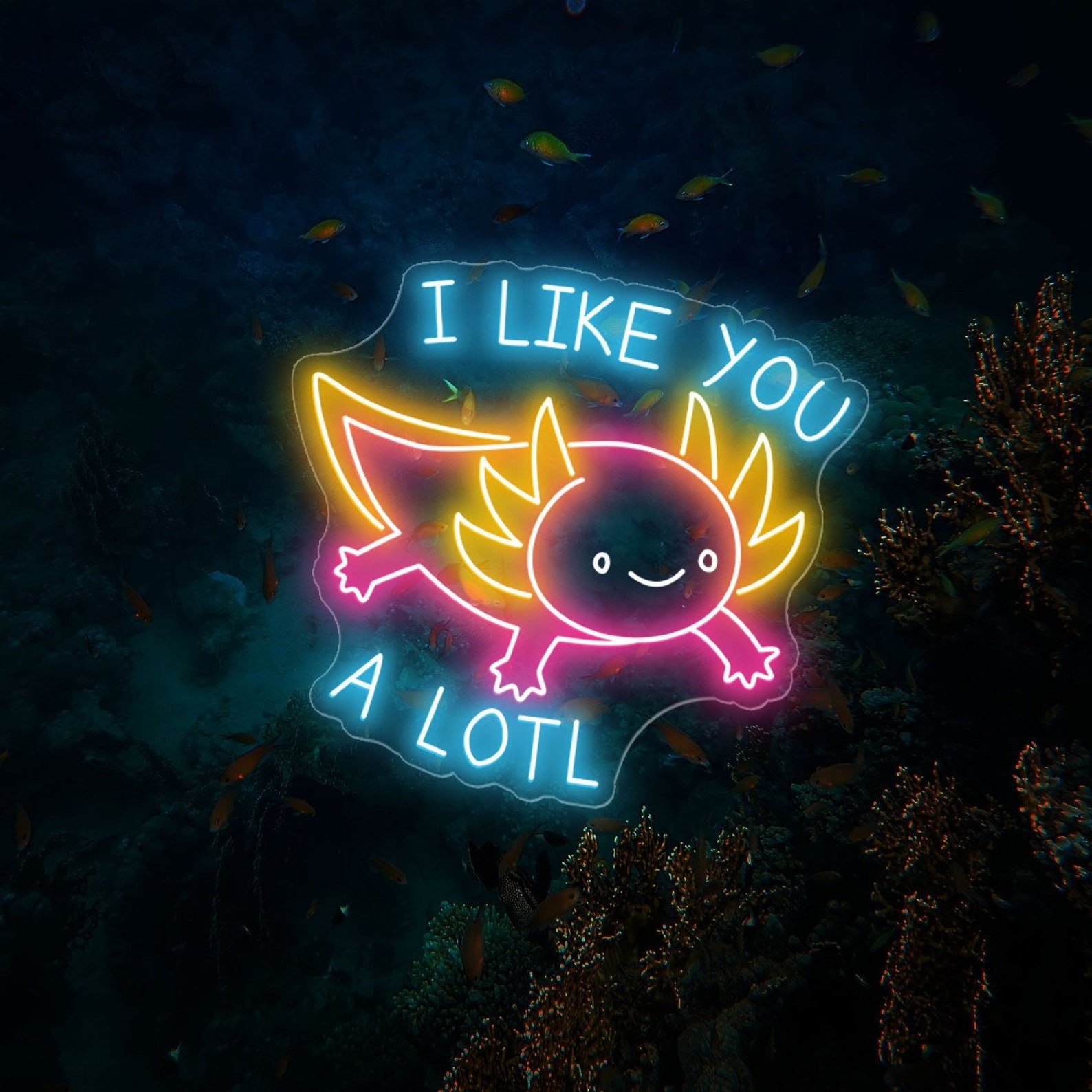 Axolotl Neon Sign Hologram Light Kawaii Decor Customizable - Etsy