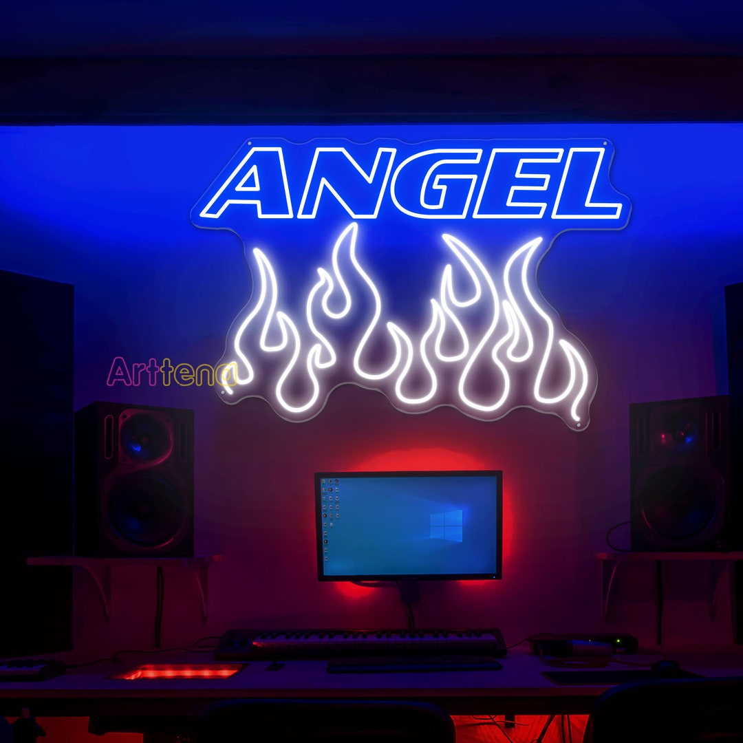 Angel Flame Fire Neon Sign Fire Flame Neon Light Fire LED Neon Angel ...