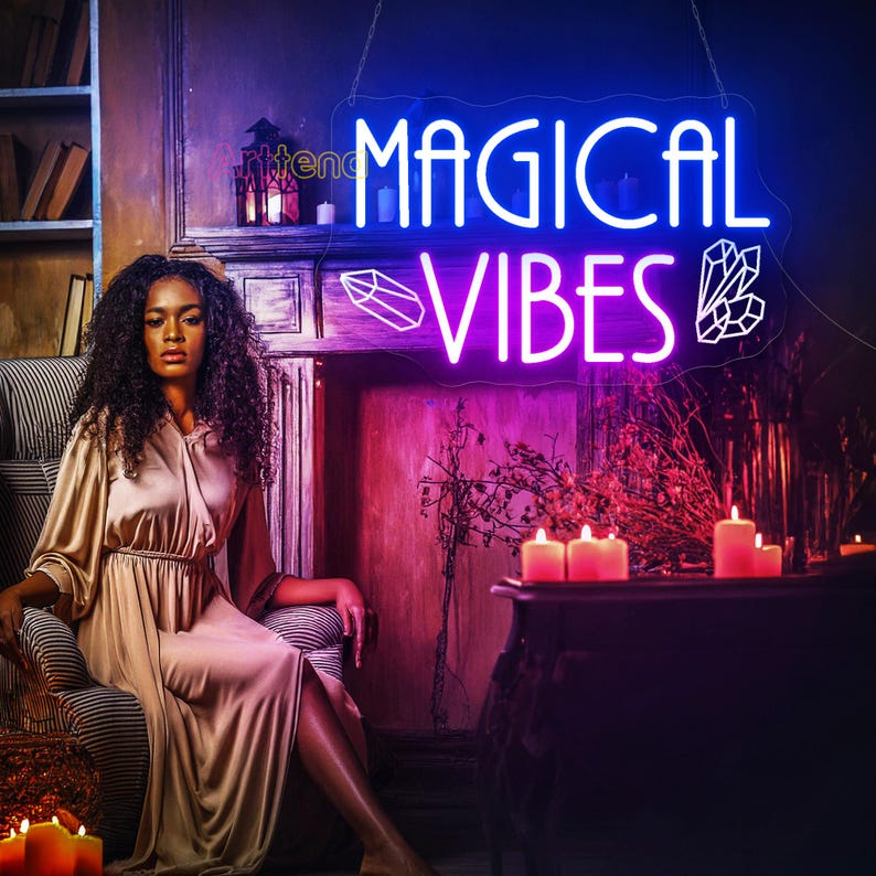 Magical Vibe Neon Sign Astrology Tarot Sign Tarot Cards Reading Psychic ...