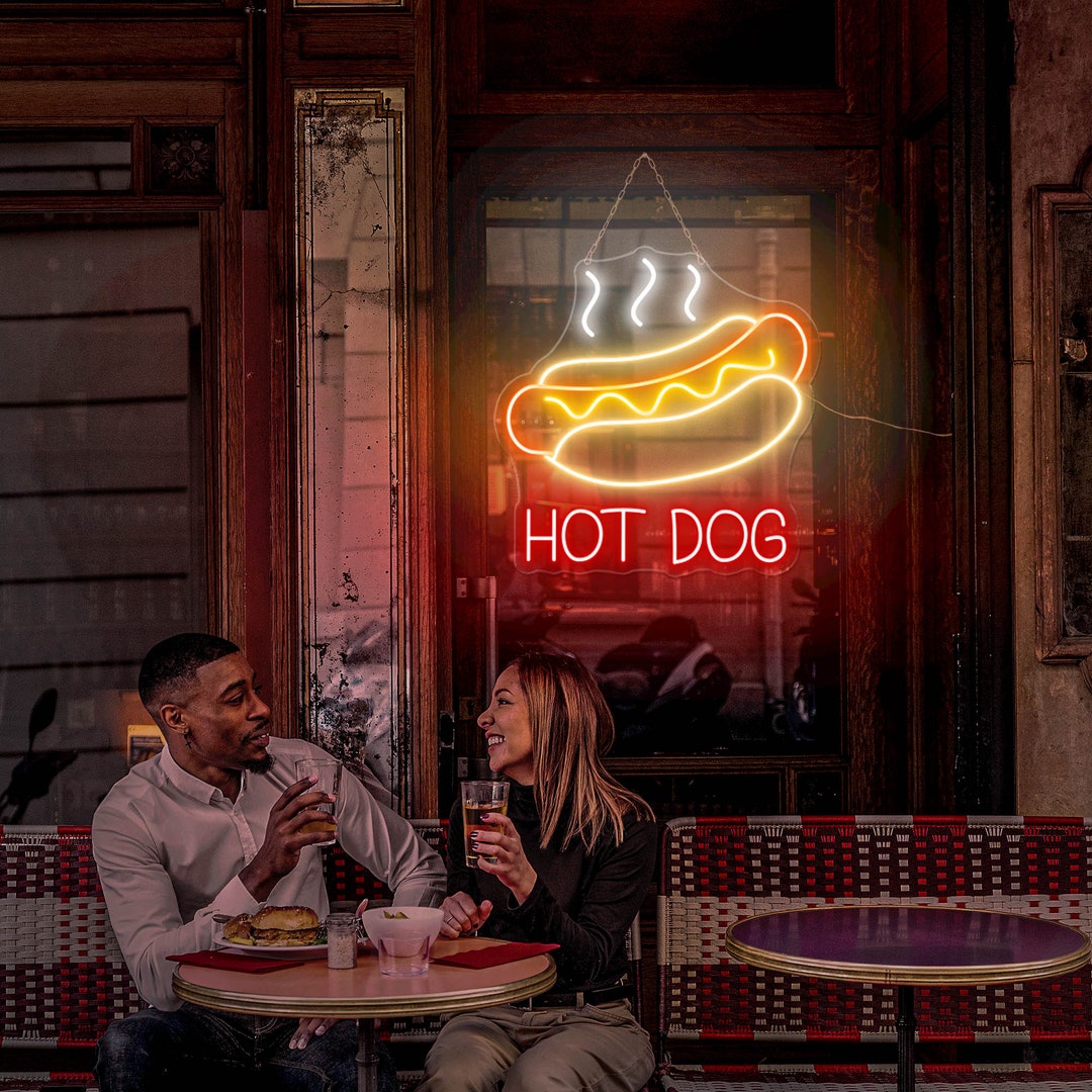 Indoor Hot Dog Neon Sign Custom Food Neon Sign Restaurant Wall ...
