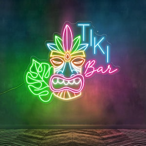 Tiki Bar Neon Sign Custom Bar Signage Tiki Lounge Sign Personalized ...