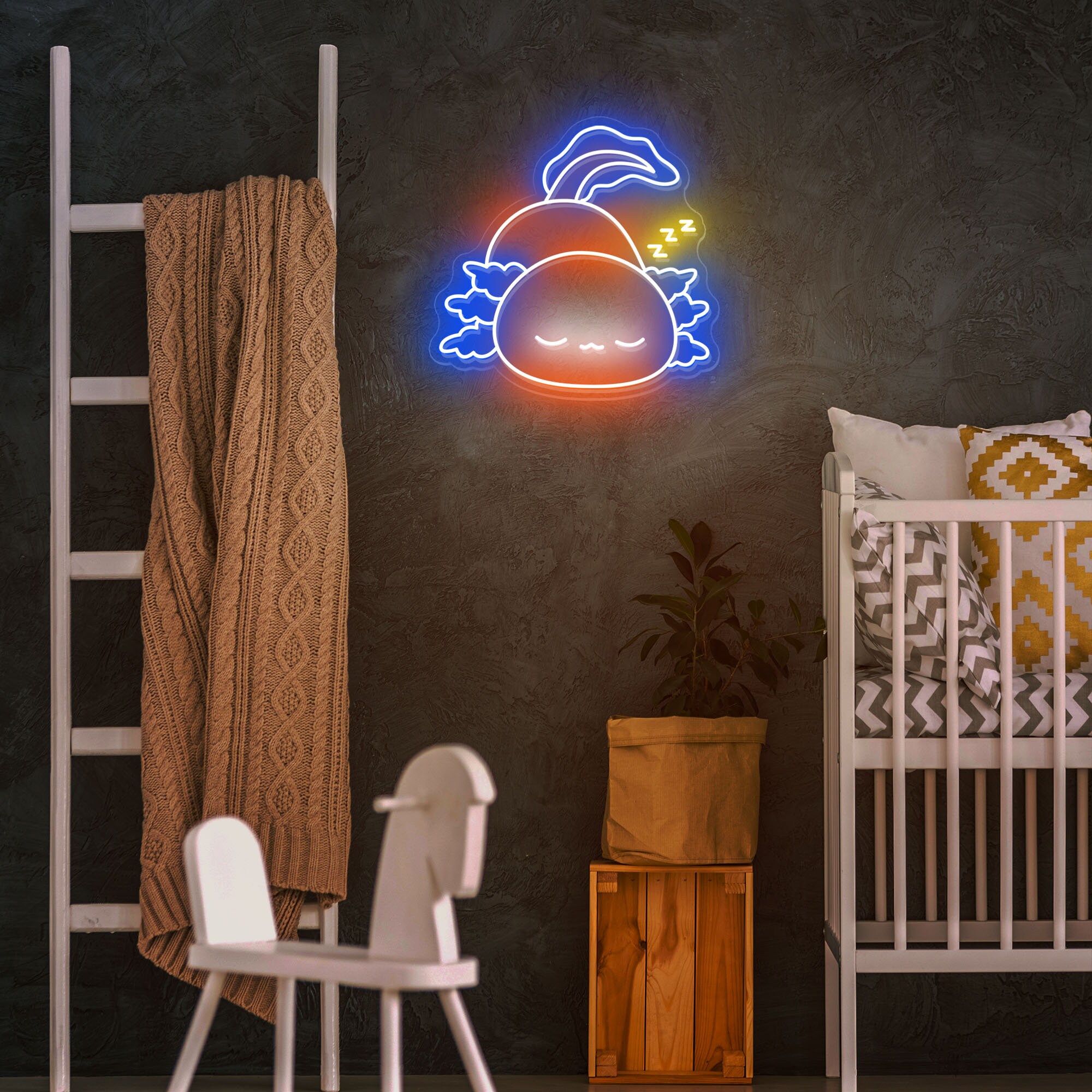 Cute Axolotl Neon Sign, Axolotl Sleeping Sign, Hologram Light, Kawaii Decor, Custom Neon Sign ...