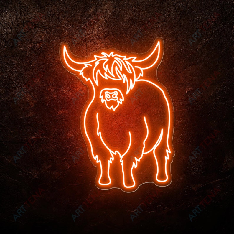 Highland Cow Neon Sign, Custom Farmhouse Decor - Etsy