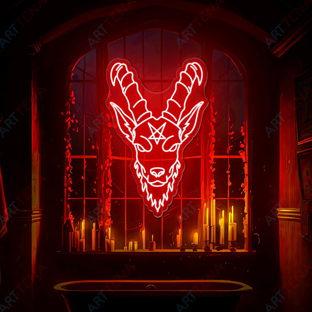 Baphomet Neon Sign, Gothic Dark Led Decor, Black Goat Led Light, Satan ...