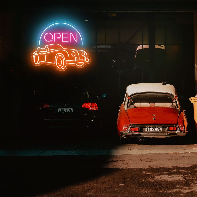 Open Neon Custom Car Neon Signs Garage Decoration Garden Wall - Etsy