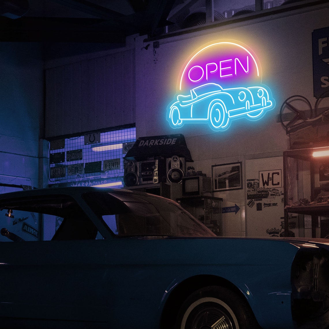 Open Neon Custom Car Neon Signs Garage Decoration Garden Wall - Etsy
