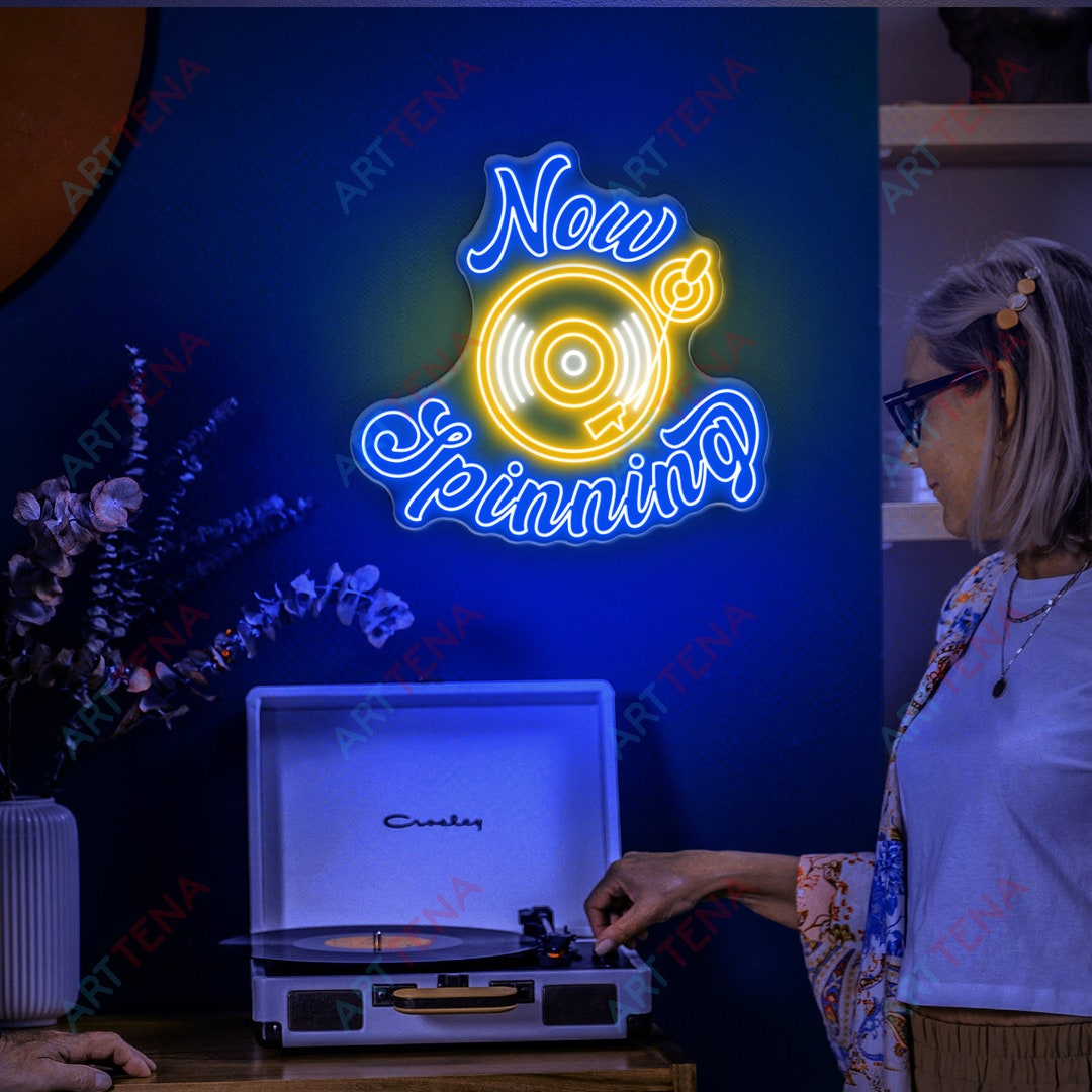 Now Spinning Record Neon Sign,studio Decor Neon Light,retro Record ...