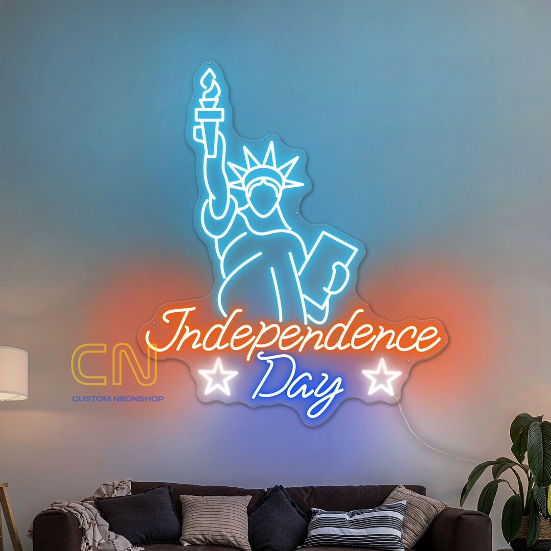 Independence Day Neon Sign Statue of Liberty Neon Light American Neon ...