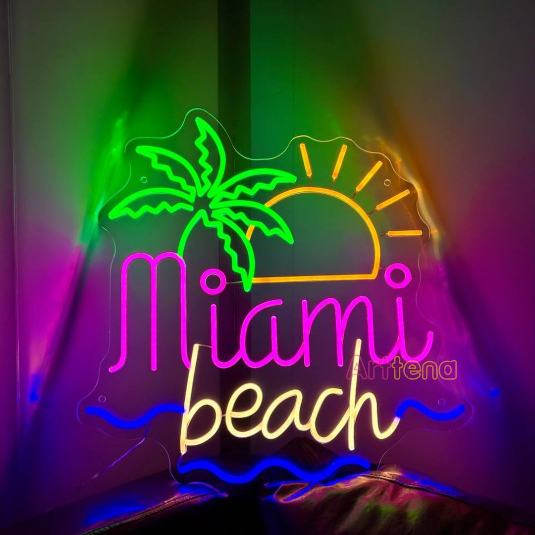 Tropical Beach Neon Sign Palm Tree Neon Sign Wall Decor Palm Tree Decor ...