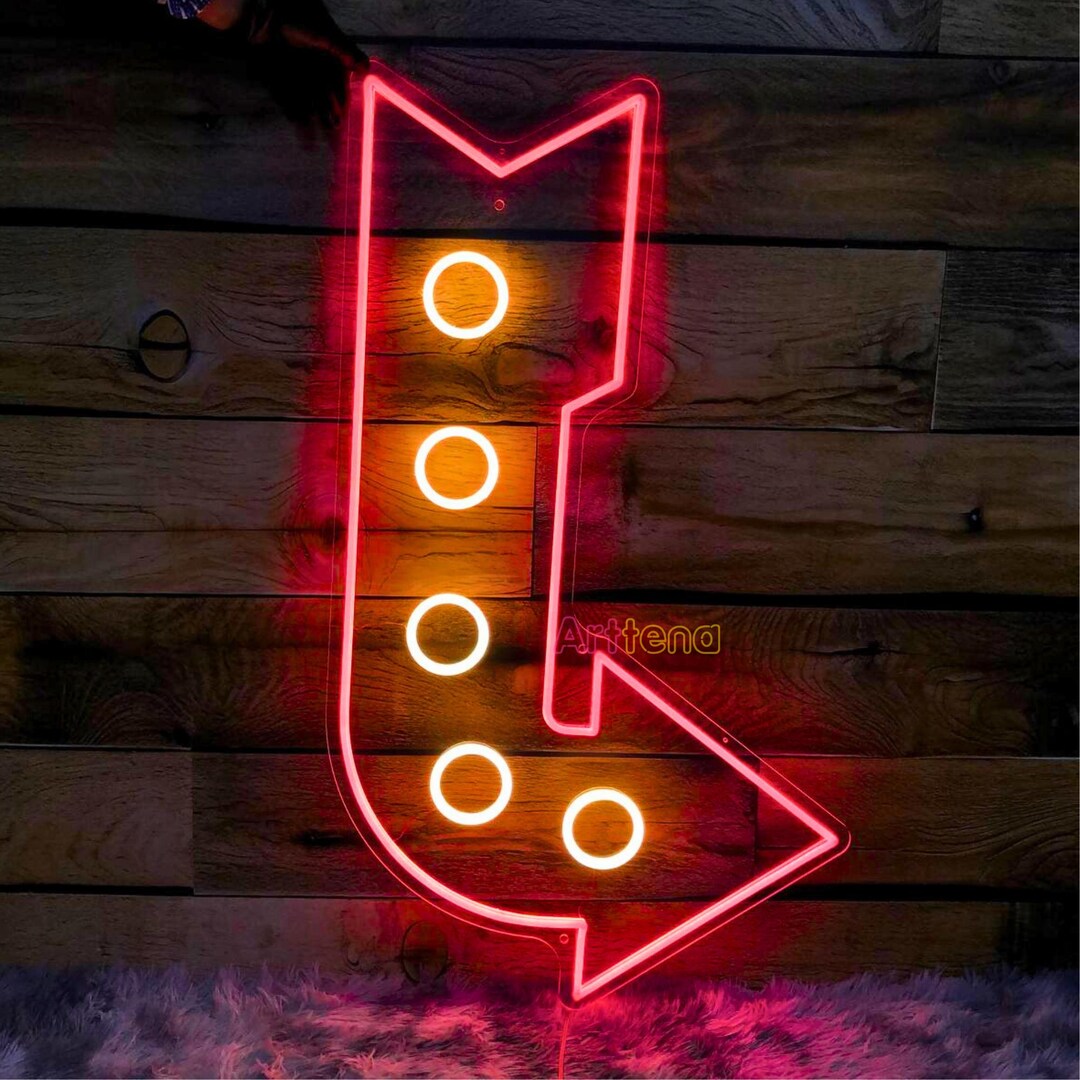 Custom Neon Marquee Arrow Sign,neon Sign,led Arrow Marquee Sign Wall ...