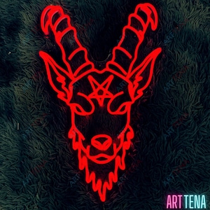 Baphomet Neon Sign, Gothic Dark Led Decor, Black Goat Led Light, Satan ...