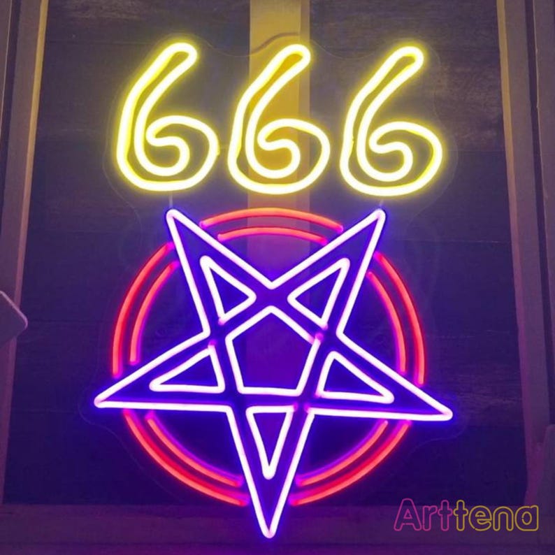 666 Neon Sign, Halloween Neon Sign, Gothic Dark Decor, Baphomet ...