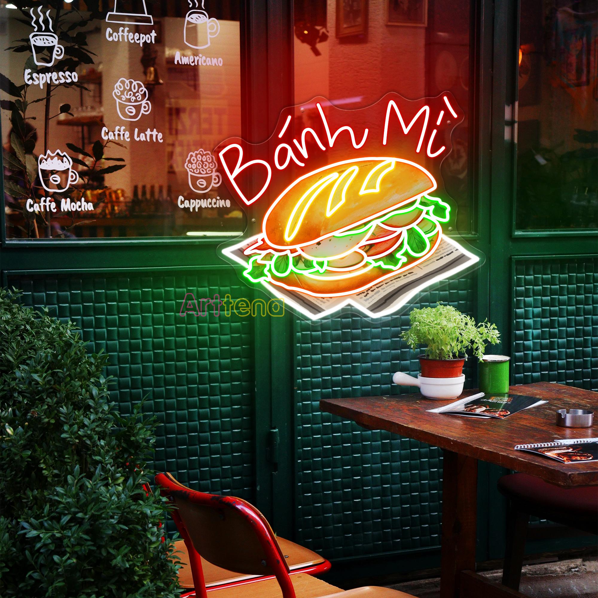 Banh Mi Neon Sign, Vietnamese Bread Led Sign, Vietnamese Food Wall Art ...