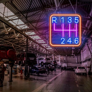 Car Gearbox Neon Sign Gearbox Neon Sign Speed Gear Neon Sign Automotive ...