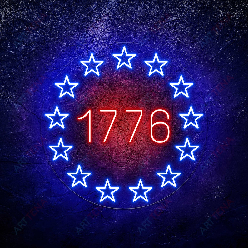 1776 USA Neon Sign, God Bless America LED Light, Patriotic Wall Decor ...