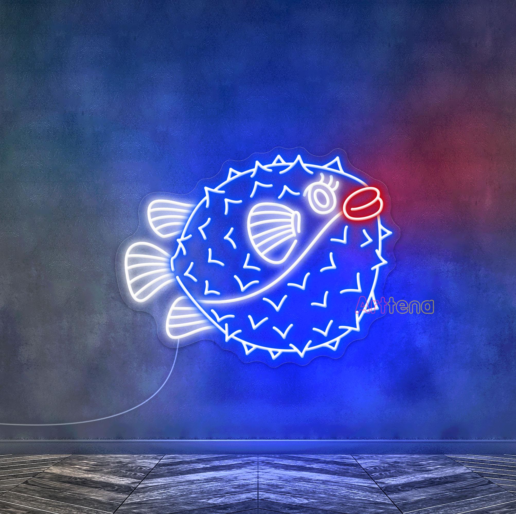 Puffer Fish Neon Sign, Fish Led Sign, Blowfish Light Sign, Fugu Led ...
