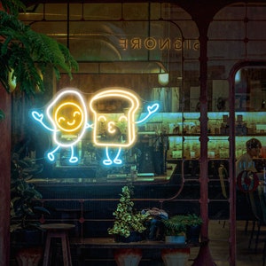 Cute Toast Neon Sign Kawaii Breakfast Gift Kids Room Kitchen Decor ...